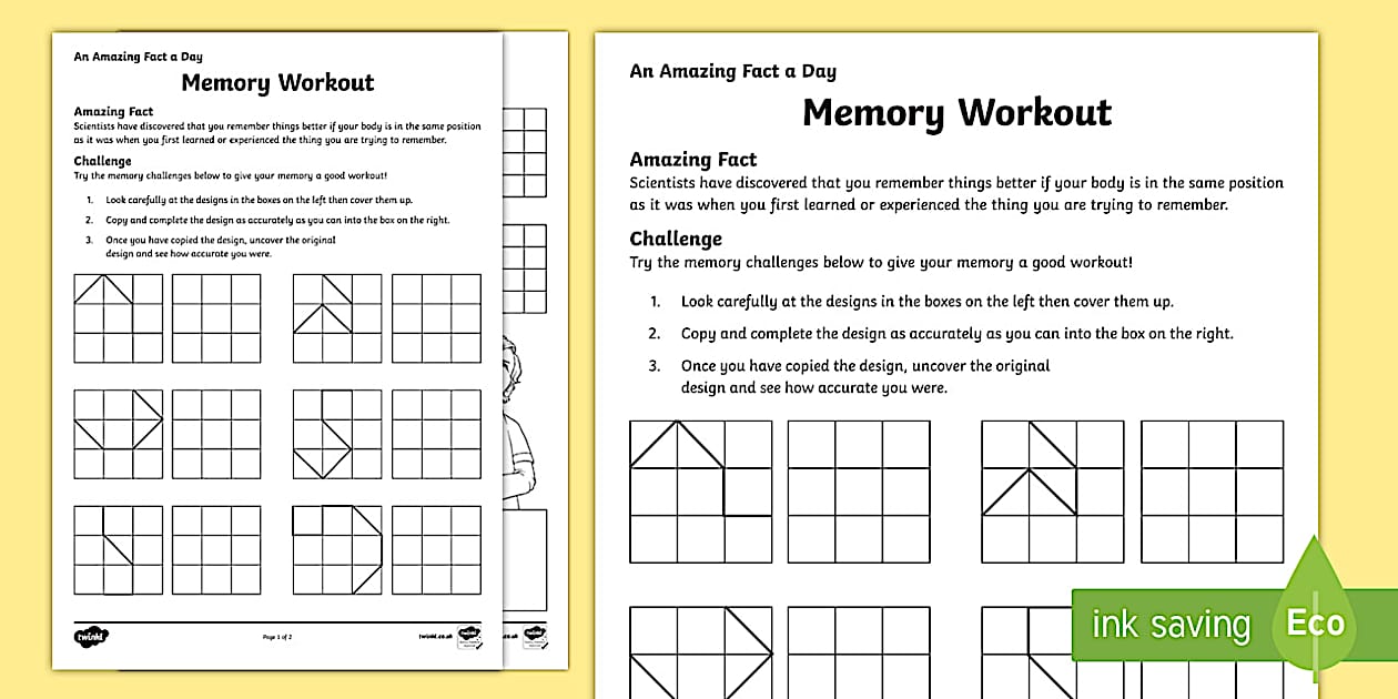 Editable Memory Workout Worksheet (teacher made) - Twinkl