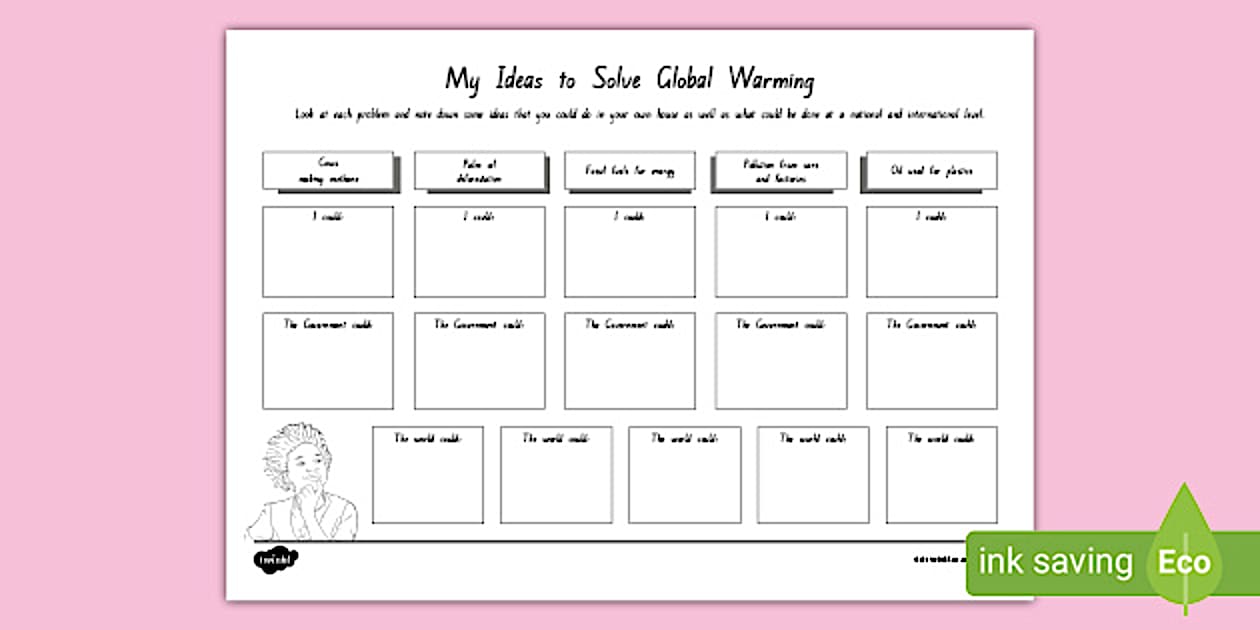 My Ideas to Solve Global Warming Worksheet - Twinkl