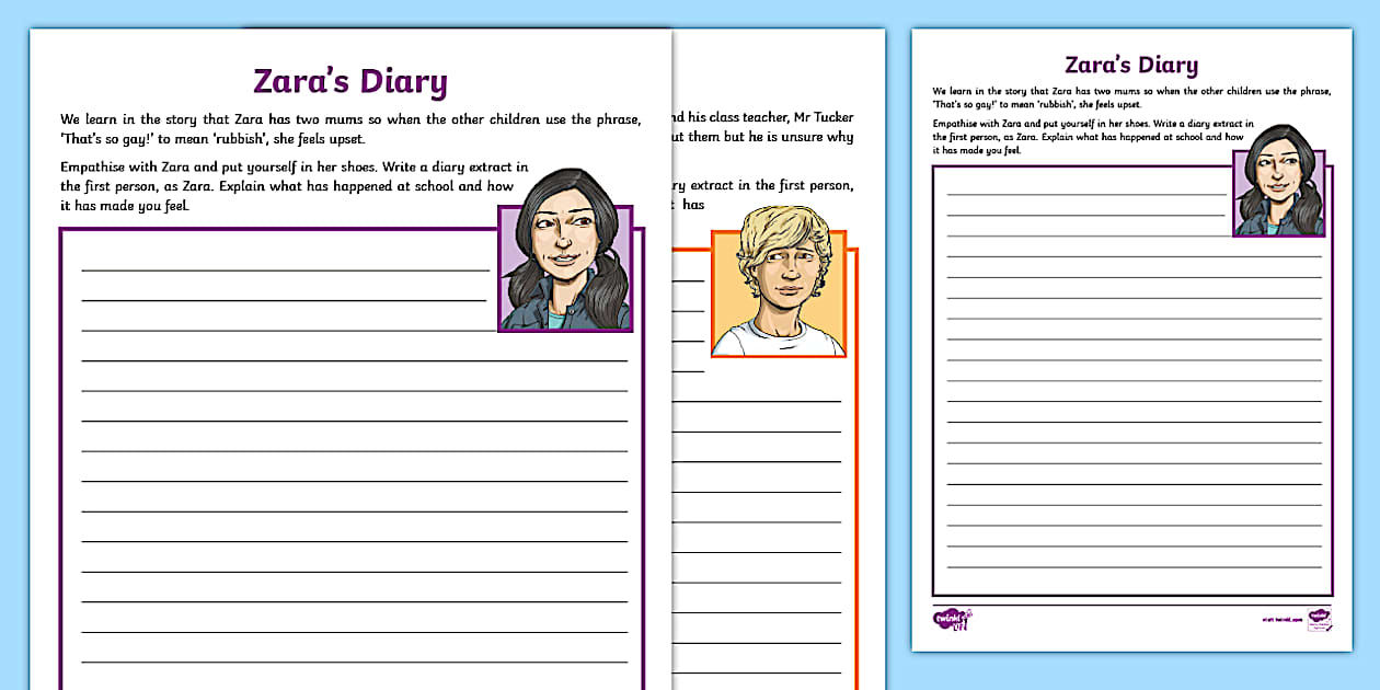 That's So Gay! Diary Entries Worksheets (teacher made)
