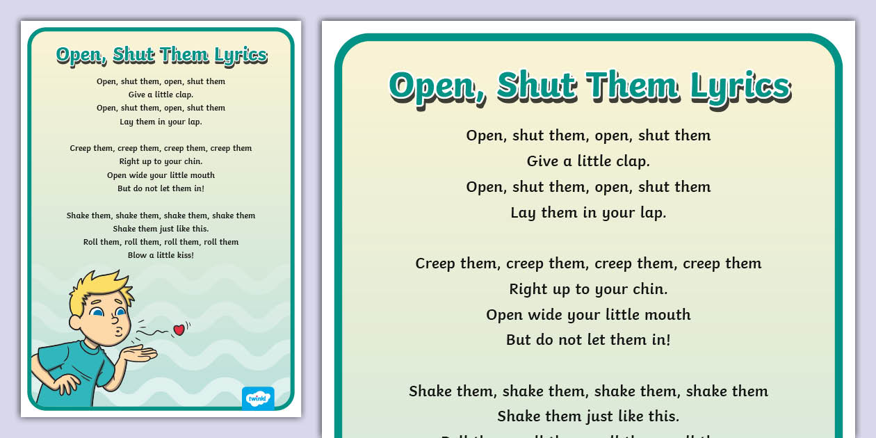Open, Shut Them Lyrics (Hecho por educadores) - Twinkl