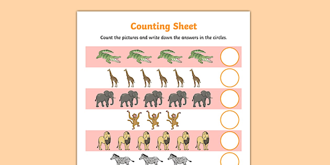 Higher Ability Safari Themed Counting Sheet (teacher made)