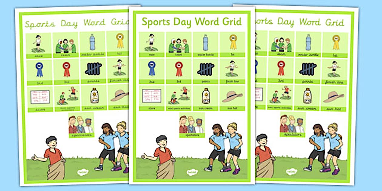 Sports Day Word Grid - ESL Sports Day Vocabulary - Twinkl