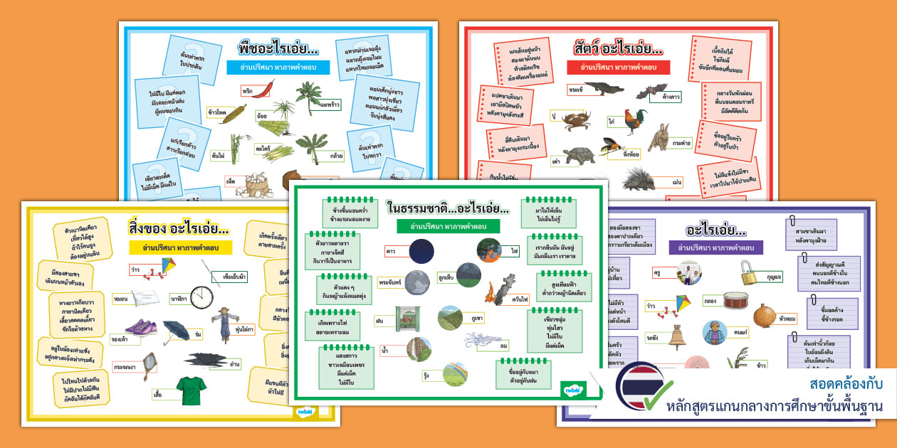 ชุดรวมสื่อโปสเตอร์ปริศนาคำทายไทย หมวดต่าง ๆ - Pack of Riddle Poster