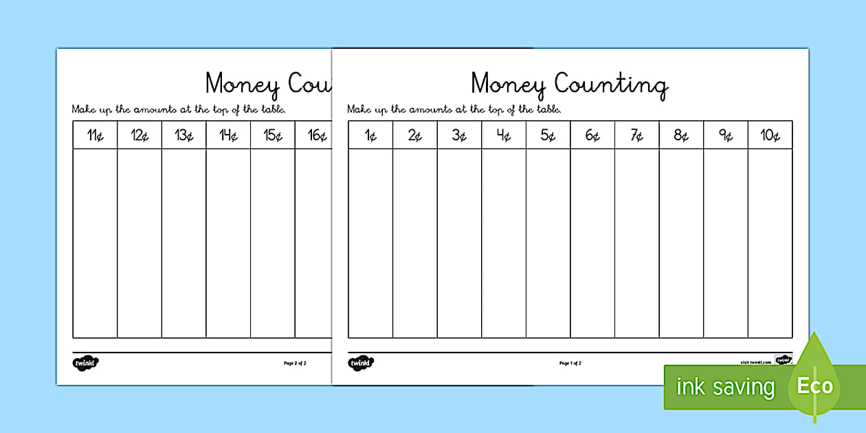 Euros Counting and Sorting Worksheet / Worksheet - Twinkl