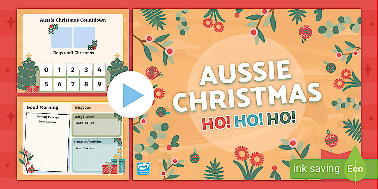 Aussie Christmas Editable Slide Templates (Teacher-Made)