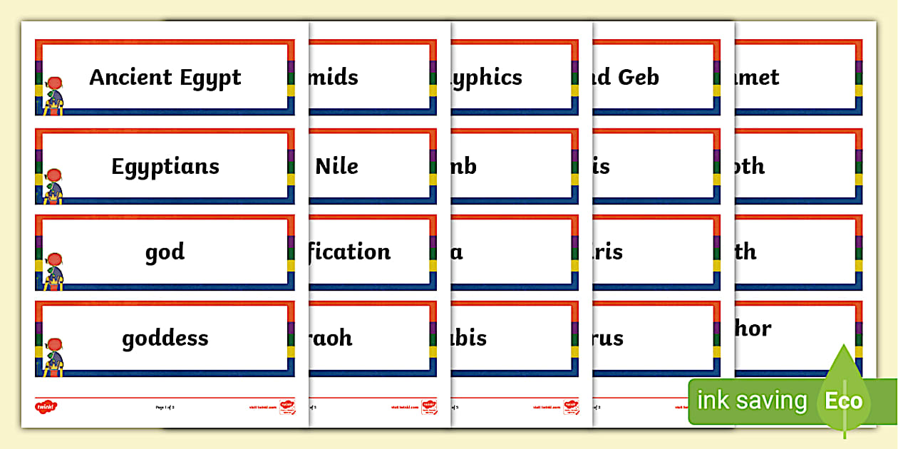 Ancient Egyptian Vocabulary Display Cards | Twinkl - Twinkl