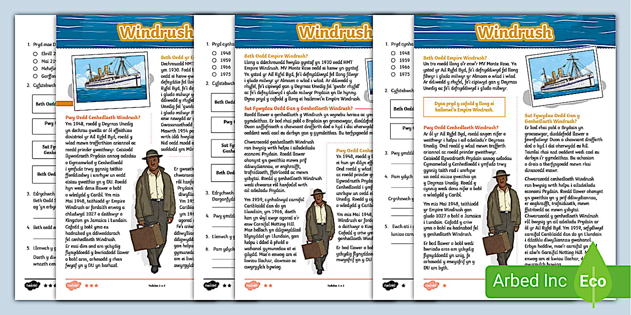 Gweithgaredd Darllen a Deall Diwrnod Windrush (teacher made)