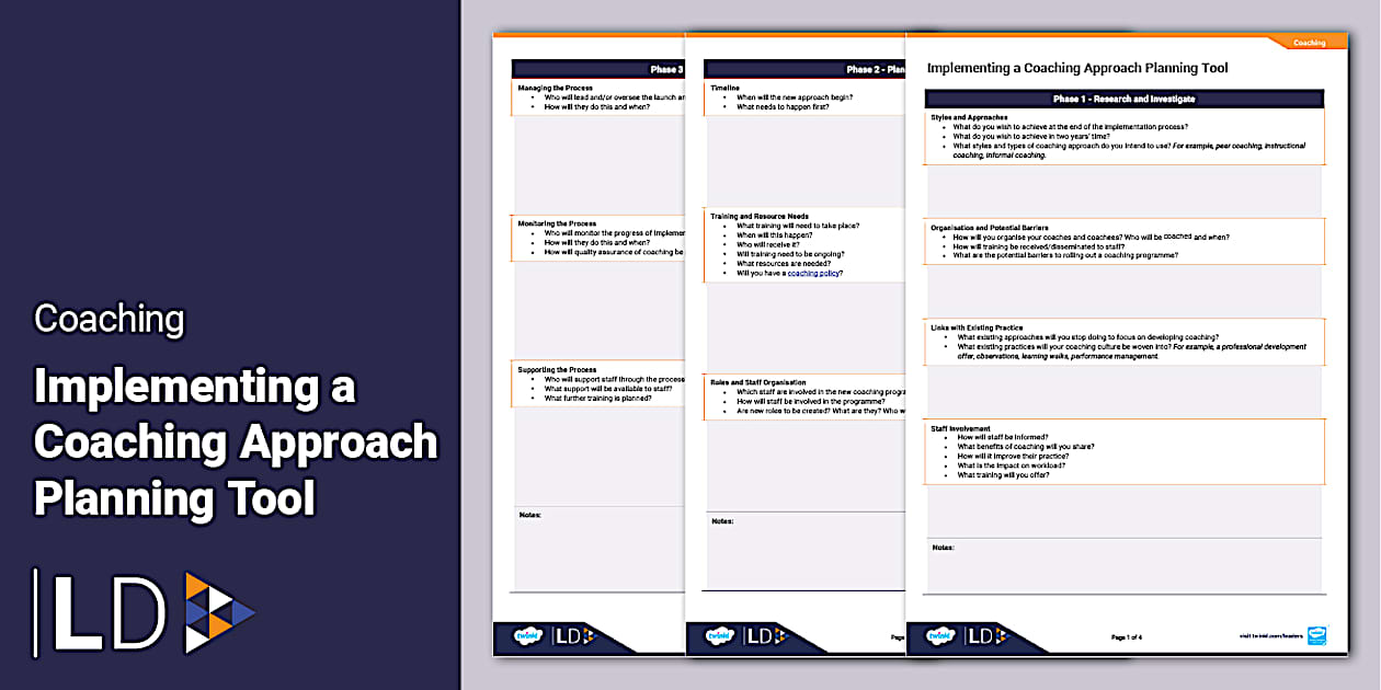 Implementing a Coaching Approach Planning Tool - Twinkl