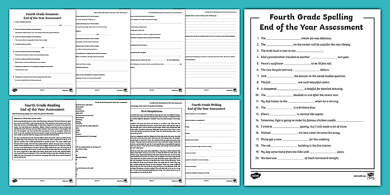 Fourth Grade End of the Year ELA Assessment Pack - Twinkl