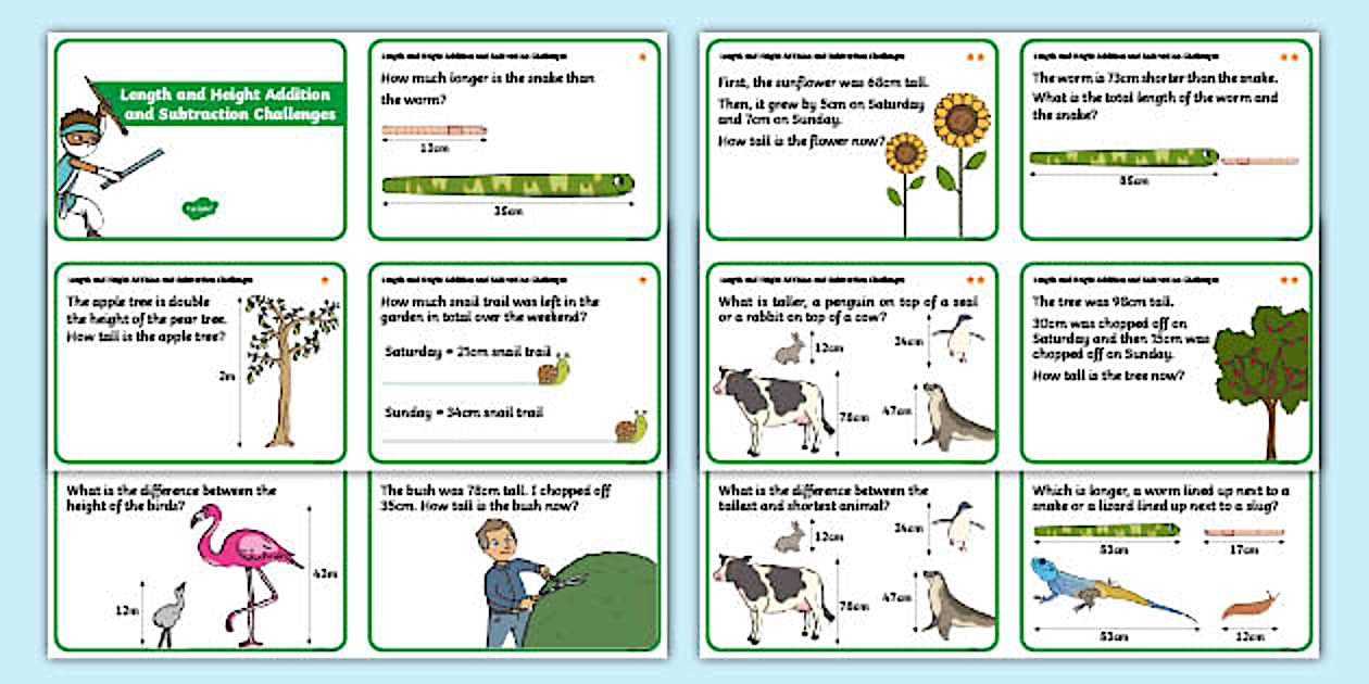 👉 Y2 Length and Height Challenge Cards PlanIt Maths