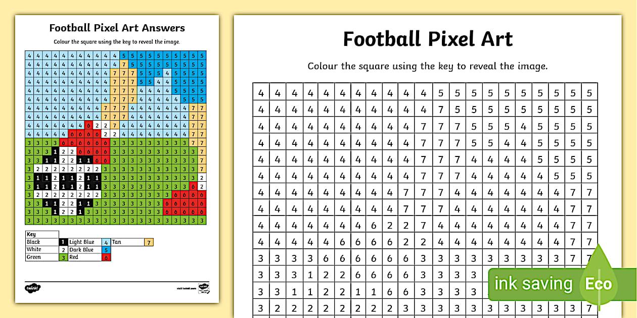 Football Pixel Art Template | Twinkl | Colouring | KS1