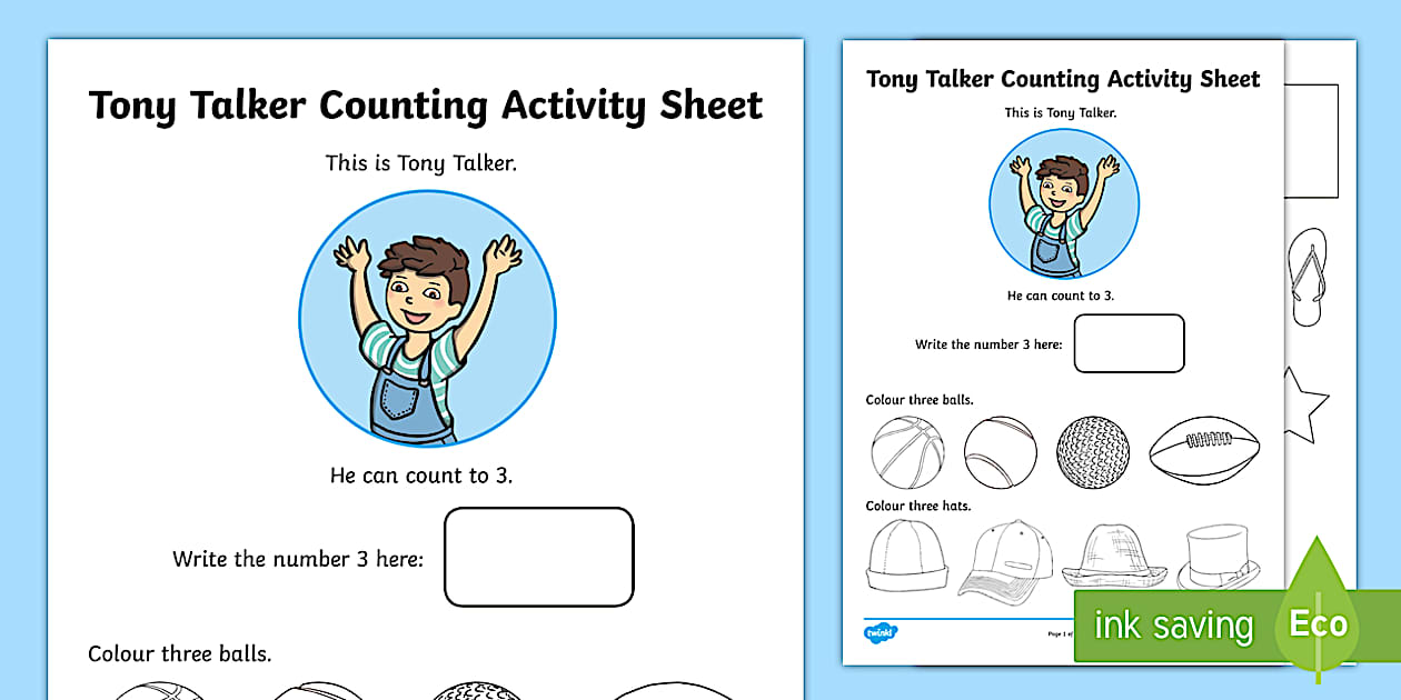 QLD Tony Talker Counting Worksheet (teacher made) - Twinkl