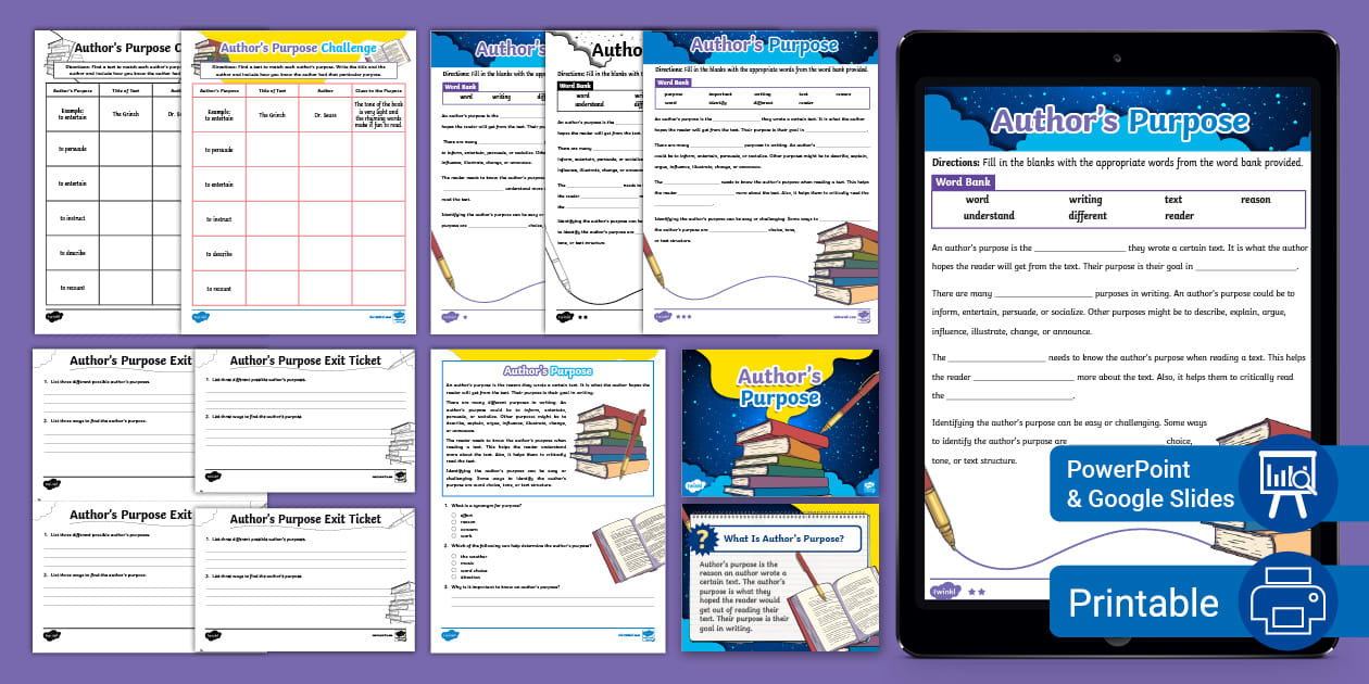 Identifying Author's Purpose Resource Pack | Twinkl USA