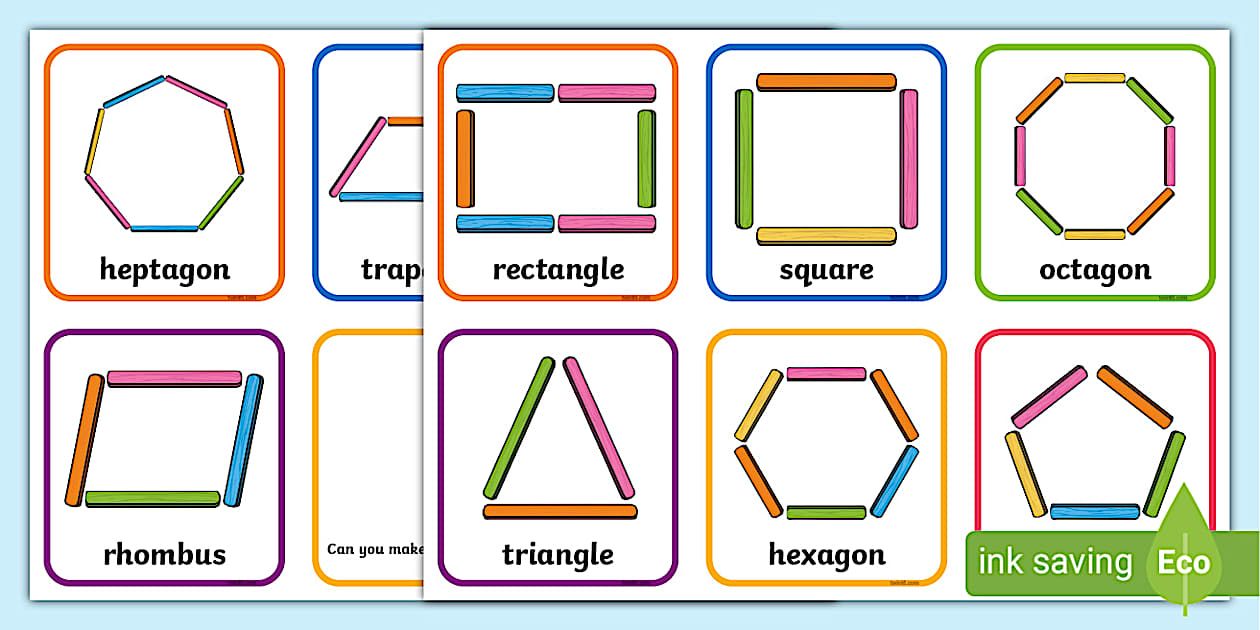 Editable Lolly Stick 2D Shape Cards - Twinkl