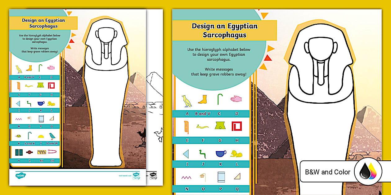 Design an Egyptian Sarcophagus Worksheet for 6th-8th Grade