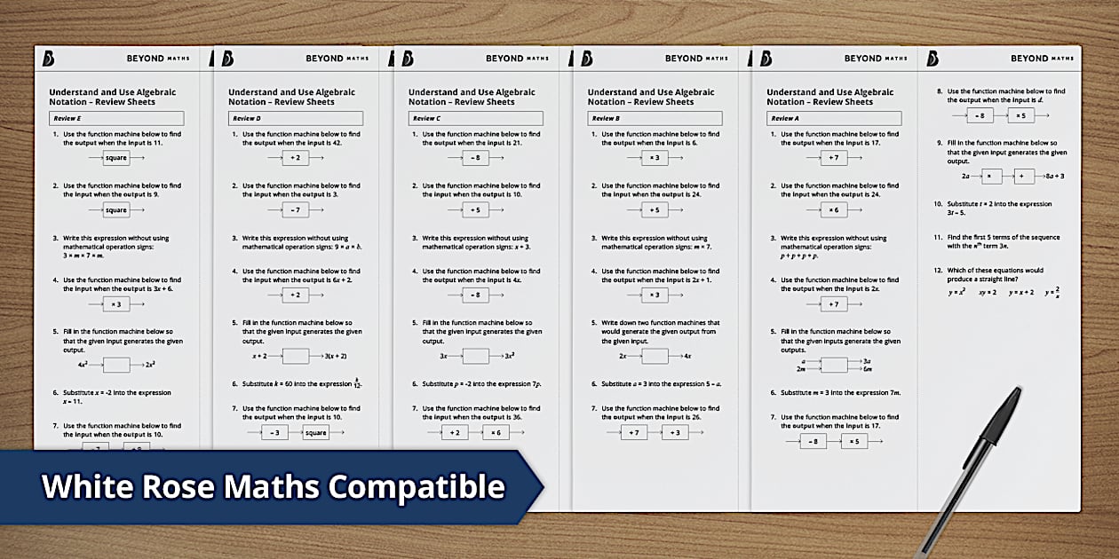 👉 Understand And Use Algebraic Notation Review Sheets