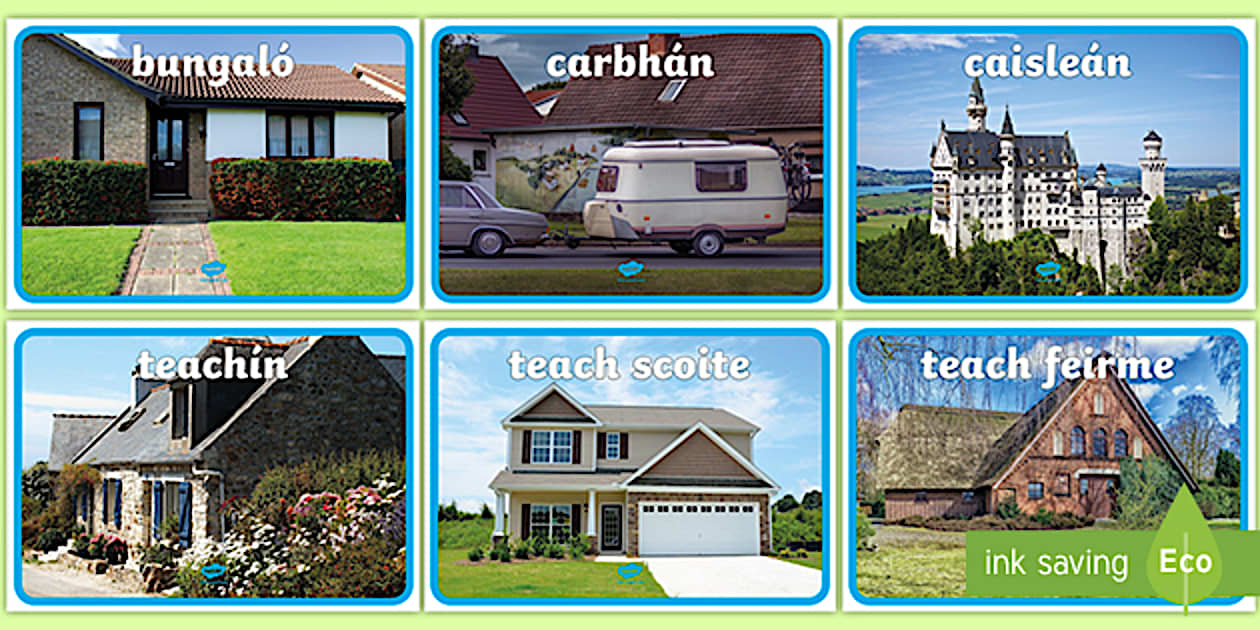 Types of Home Display Photos Gaeilge - Irish - Twinkl