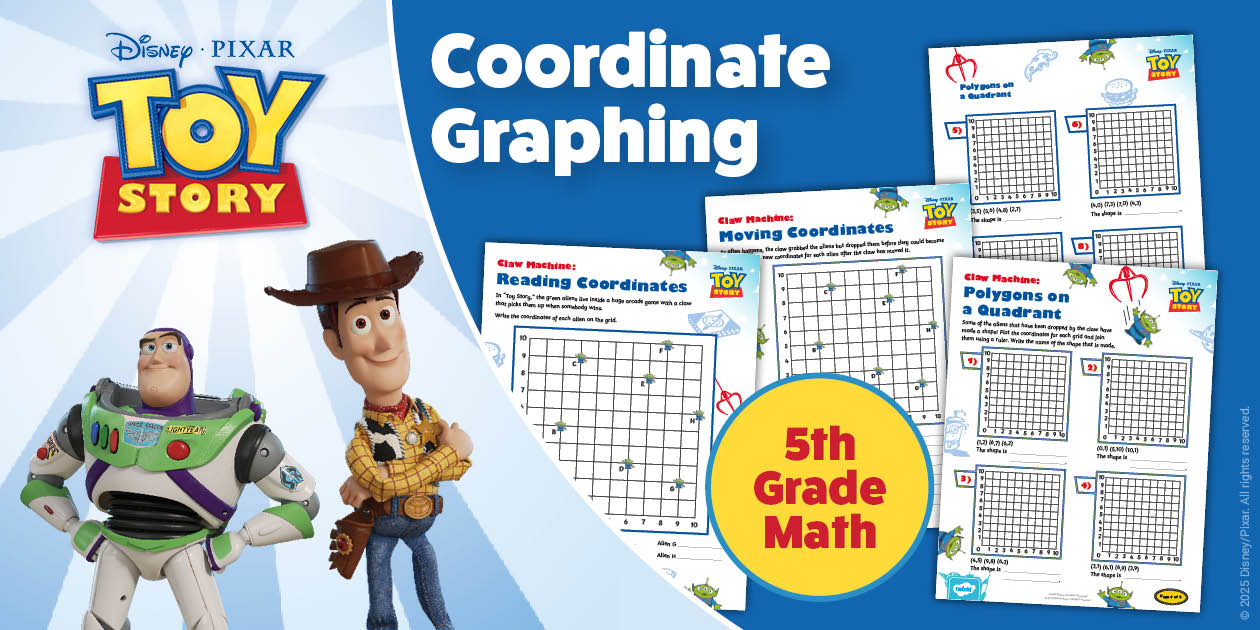 Toy Story Claw Machine Coordinate Graphing Math Worksheets