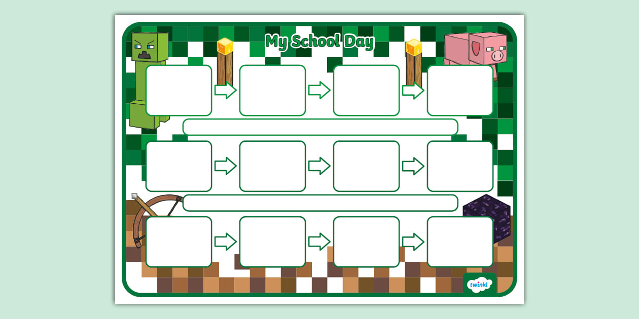 Block Adventurer Themed Individual Visual Timetable Template