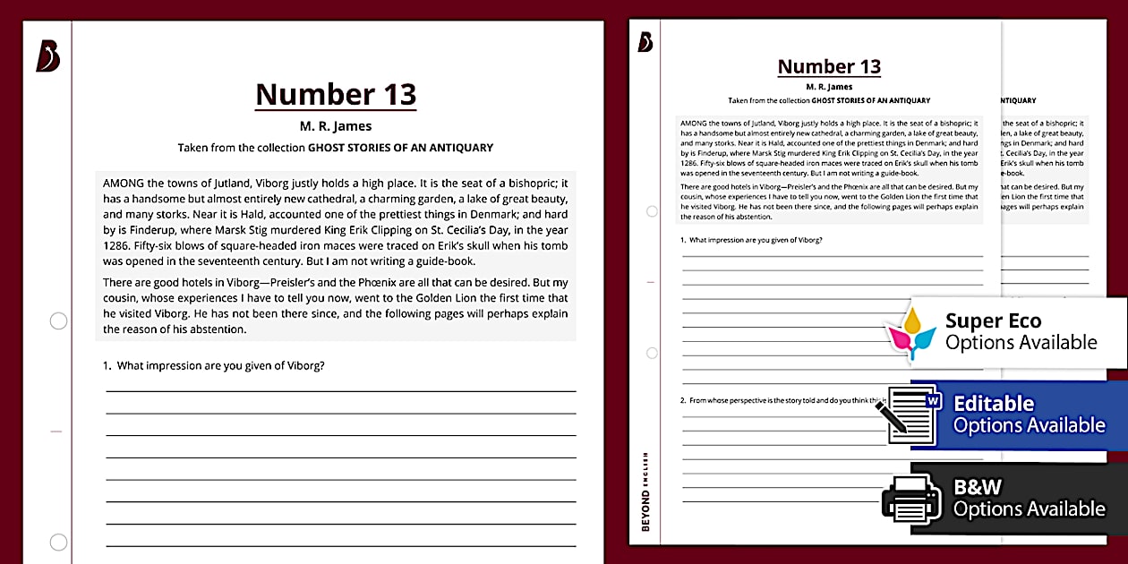 Number 13 MR James | KS3 Reading Comprehension | Beyond