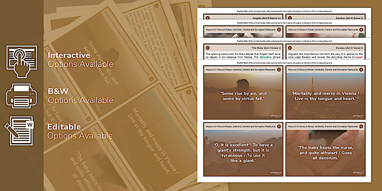 Measure for Measure: Power, Authority, Control and Corruption Flashcards