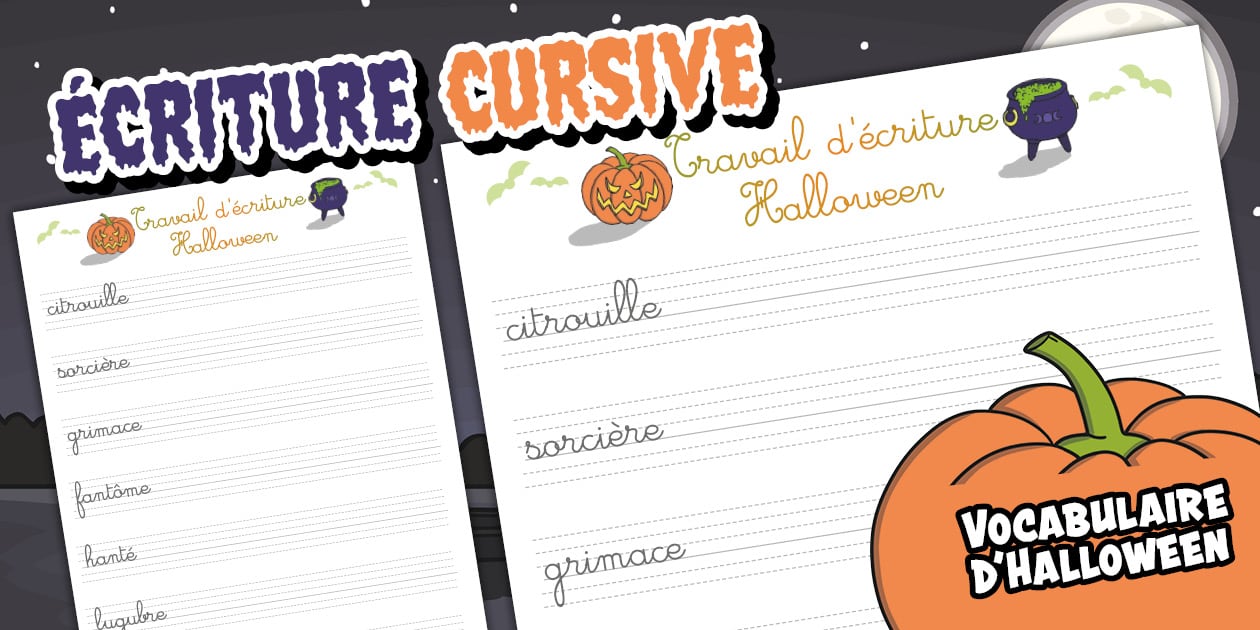 Activité d'écriture cursive : Halloween - Twinkl