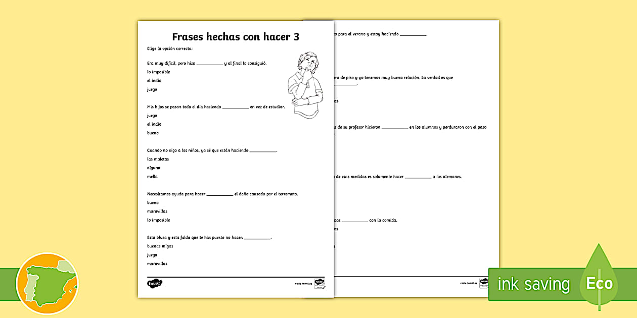 Ficha de actividad: Elige frases hechas con hacer 3 - Twinkl