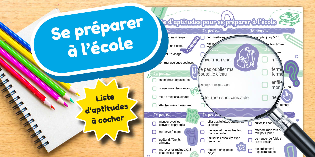 Liste d'aptitudes pour se préparer à l'école