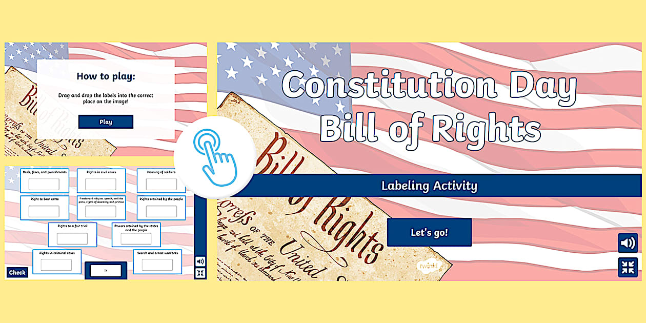 Constitution Day Bill of Rights Labeling Worksheet - Twinkl