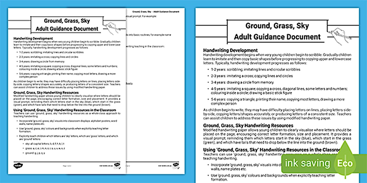 Sky, Grass, Ground Handwriting Practice for Adults Guidance