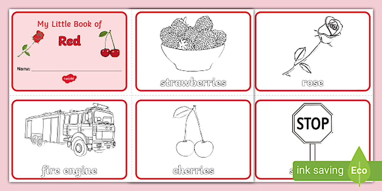 My Little Book of Red Worksheets - Twinkl
