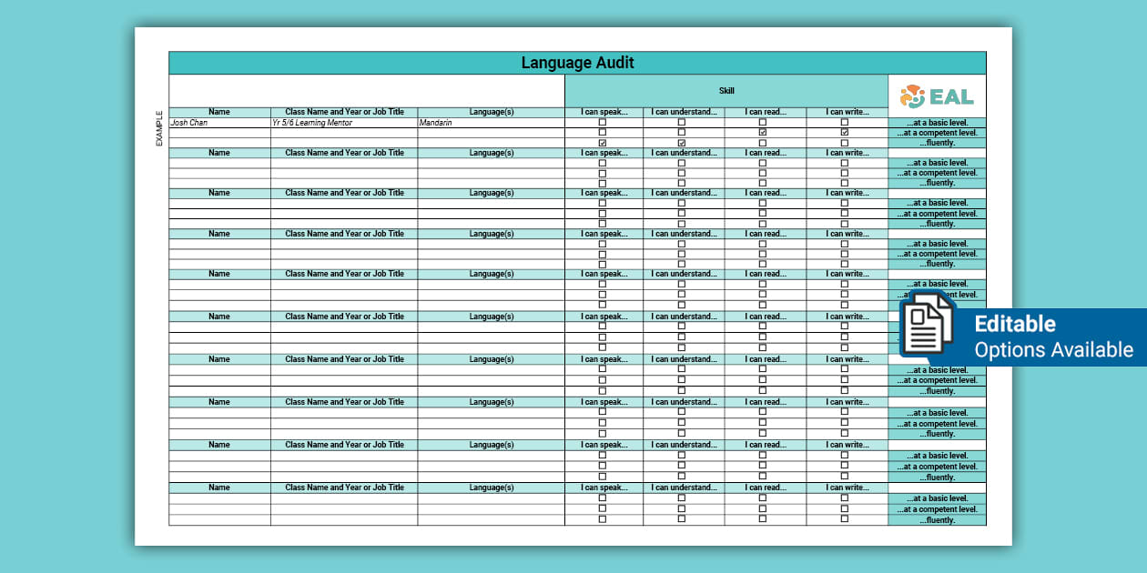 Language Audit for Staff Supporting Learners Using EAL
