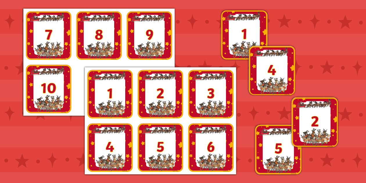 👉 Reindeer Number Cards 1-10 (teacher made) - Twinkl