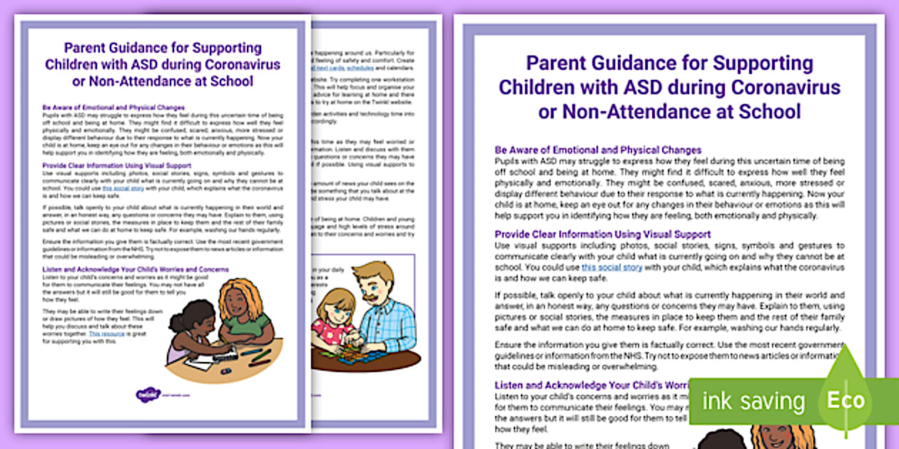 Parent Guidance Support Children with ASD during Coronavirus