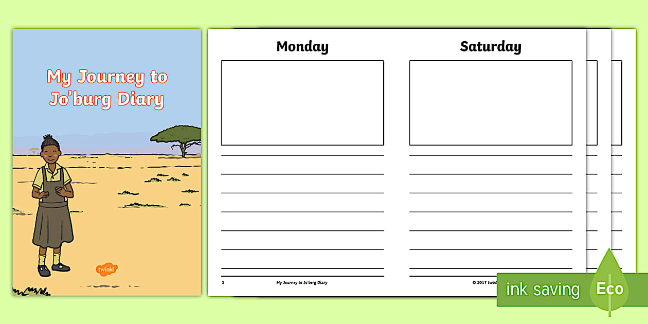Diary Writing Template to Support Teaching on Journey to Jo'burg