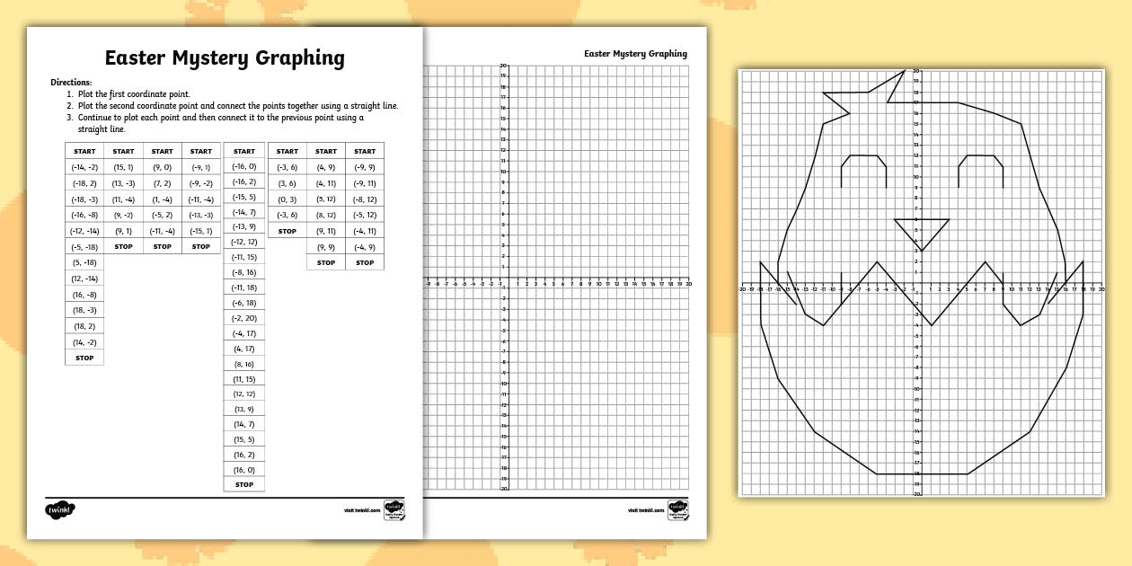 Spring Chick Easter Mystery Graphing Worksheet for 6-8 Gr