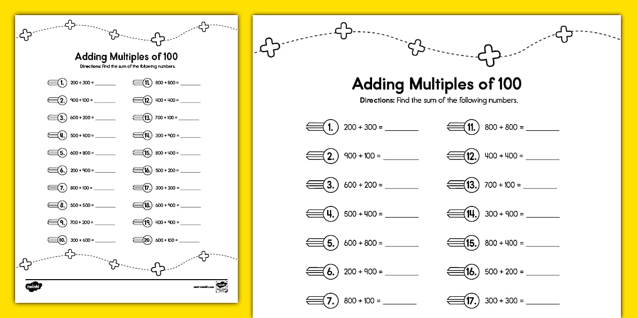 Second Grade Adding Multiples of 100 (teacher made) - Twinkl