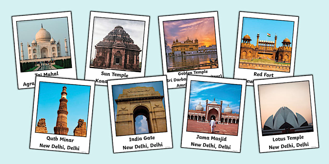 Monuments in India Instant Photo Style Display Images