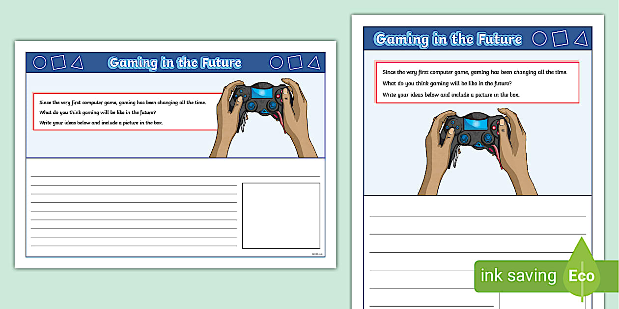 Gaming in the Future Writing Frame - Twinkl
