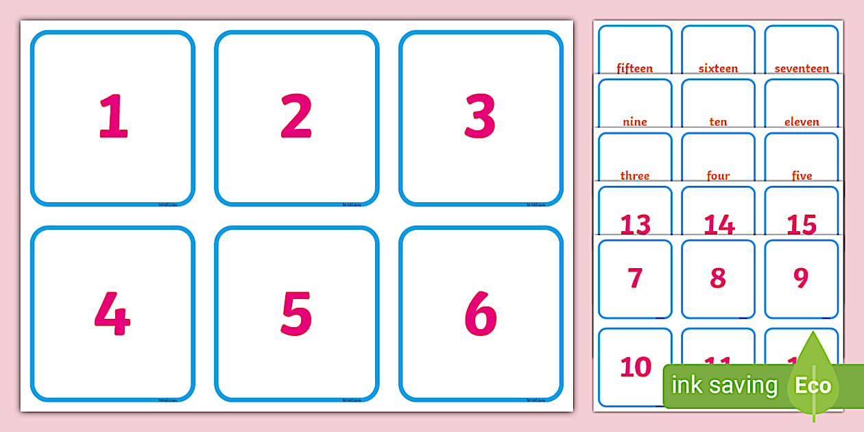 Numbers and Words Matching Card Game - KS1 Resources