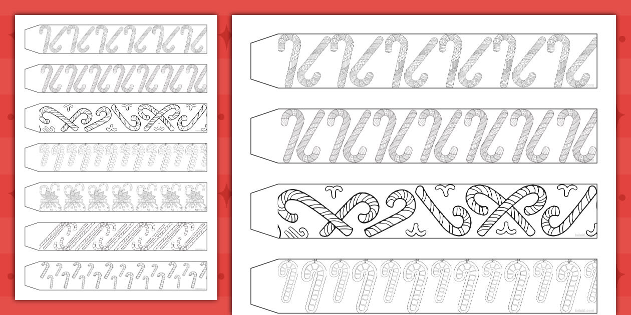 Candy Cane Colouring Paper Chains (teacher made) - Twinkl