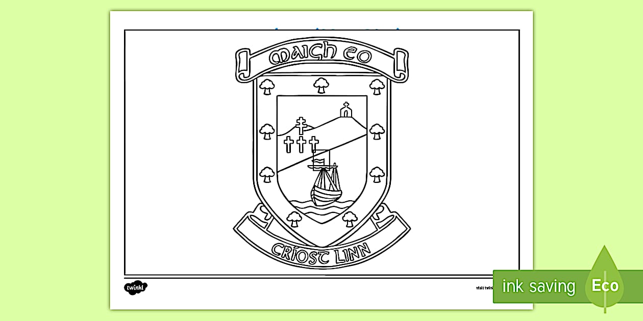 Mayo Crest Colouring Page (teacher made) - Twinkl