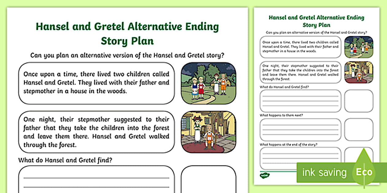 Hansel and Gretel story Writing For Kids Worksheet - Twinkl
