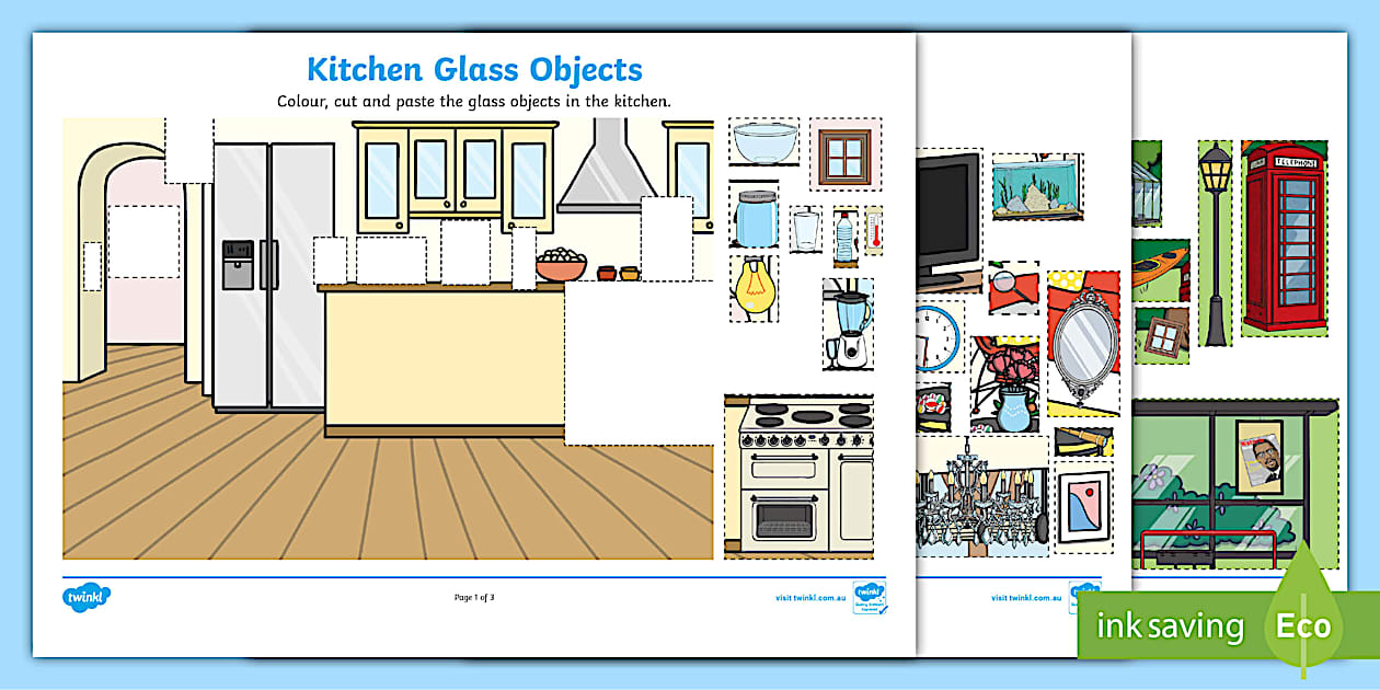 Glass Cut and Paste Activity Sheets | F-2 Science | Twinkl