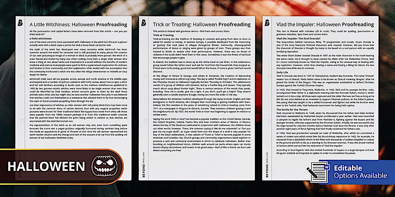 Halloween Proofreading Activity Pack (Teacher-Made) - Twinkl
