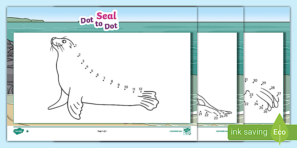 Seal Dot to Dot Worksheets - Twinkl - KS1 (teacher made)