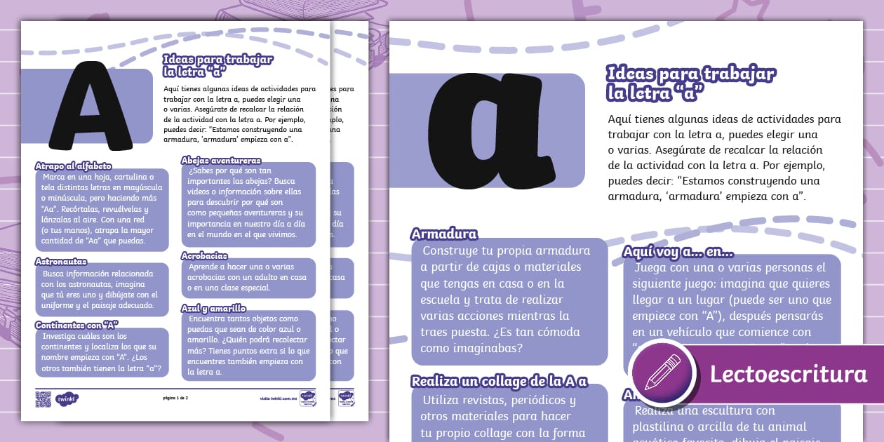 La letra A - ideas para aprender - Twinkl