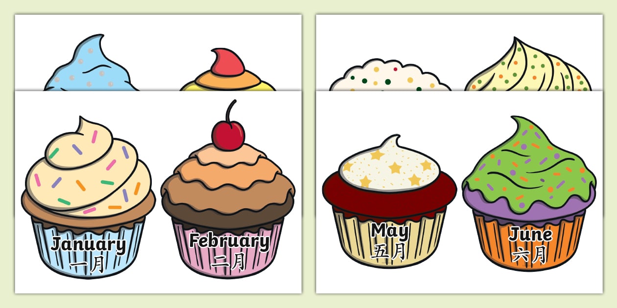 * NEW * Cupcakes Candles Birthday Display Bilingual