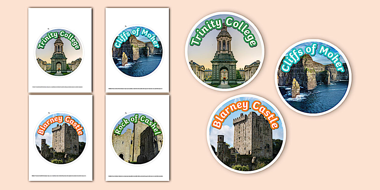 Irish Tourist Attractions Circle Display Photo Cut-Outs