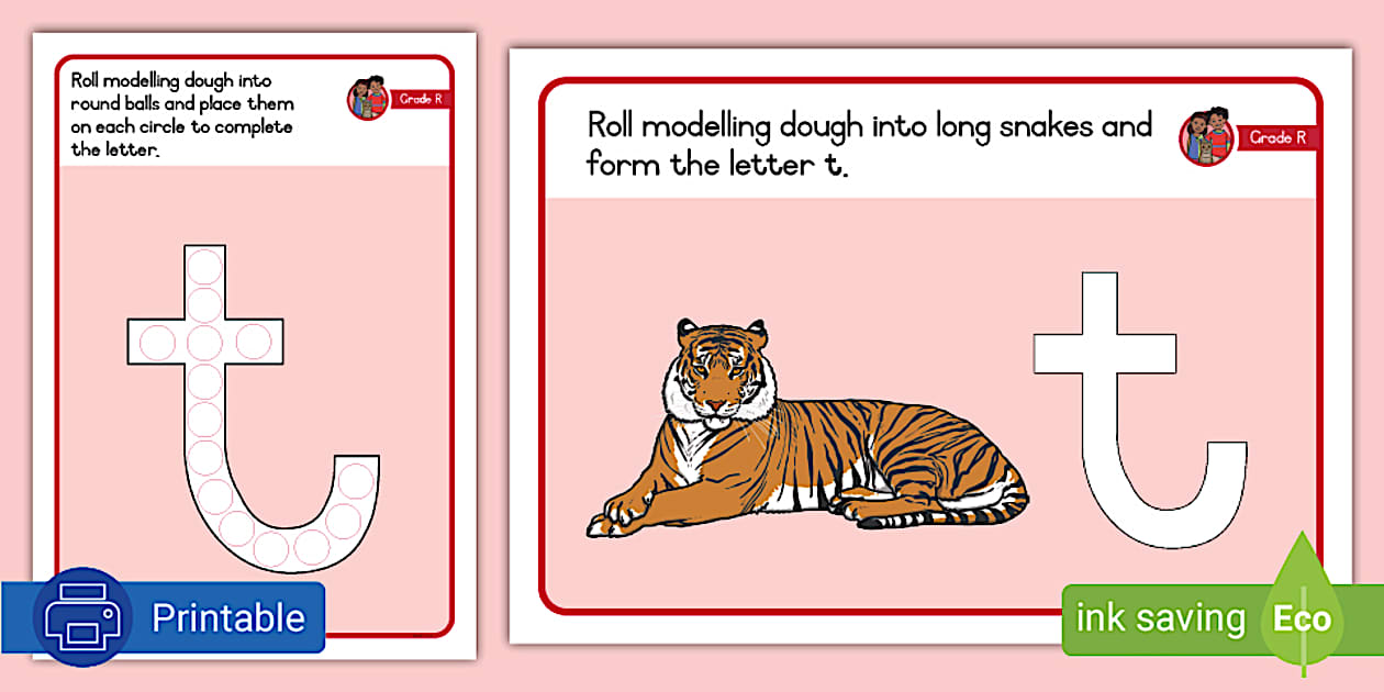 Gr. R Phonics Letter T Modelling Dough Playmats - Twinkl
